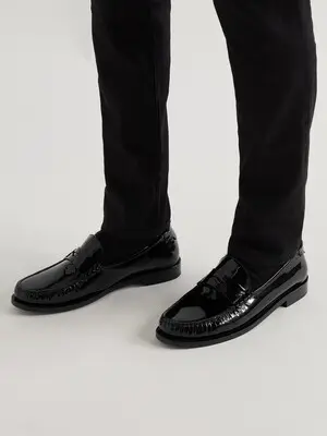 Saint Laurent Mag Patent-leather Penny Loafers