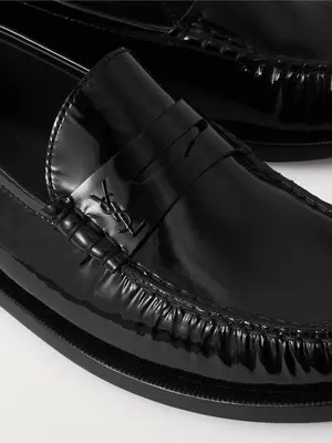 Saint Laurent Mag Patent-leather Penny Loafers