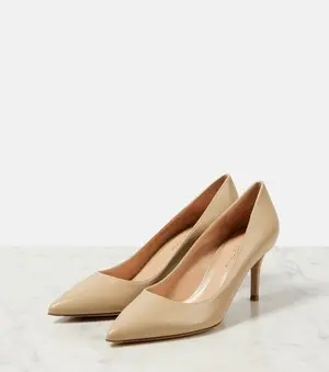 GIANVITO ROSSI 70 Leather Pumps - Beige
