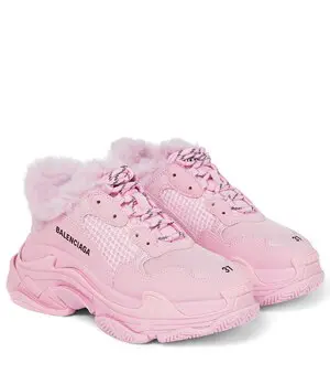 Balenciaga Triple S Faux Fur-lined Sneakers