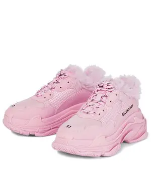 Balenciaga Triple S Faux Fur-lined Sneakers