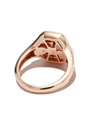 Shay 18k Rose Gold Gemini Diamond Signet Ring - Pink