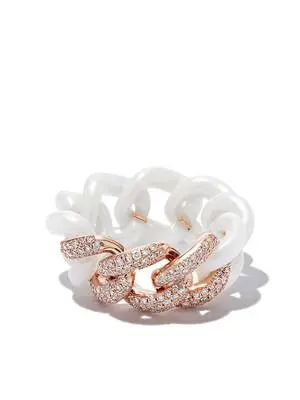 Shay 18kt Rose Gold Medium Link Diamond Ring - Rose Gold Ceramic
