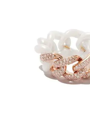 Shay 18kt Rose Gold Medium Link Diamond Ring - Rose Gold Ceramic
