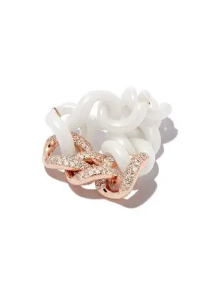 Shay 18kt Rose Gold Medium Link Diamond Ring - Rose Gold Ceramic