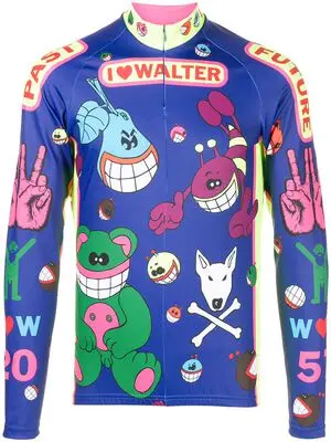 Walter Van Beirendonck Cartoon-Print Bike Top In Blue - 38% Off