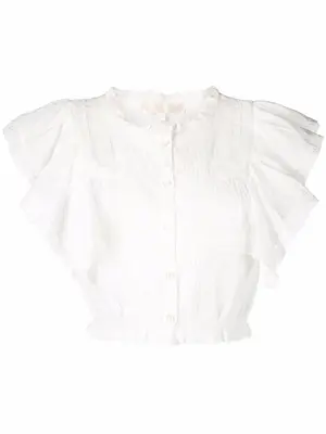 LoveShackFancy Ruffle-trim Cropped Shirt
