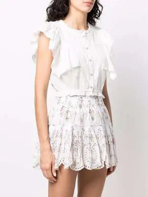 LoveShackFancy Ruffle-trim Cropped Shirt