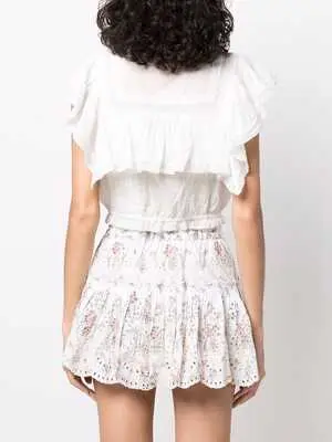 LoveShackFancy Ruffle-trim Cropped Shirt