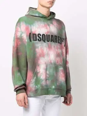 Dsquared2 Tie-dye Logo-print Hoodie - Green