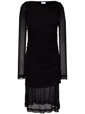 FERRAGAMO Sheer-panels Draped Midi Dress