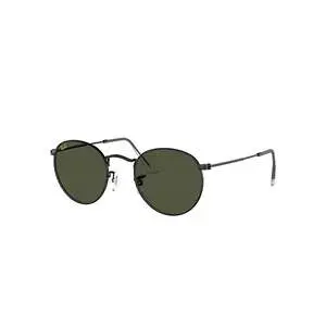 Ray-ban Round Metal Sunglasses 53-21 Shiny Black
