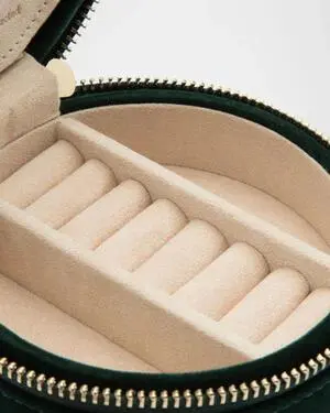 Wolf Zoe Round Travel Jewelry Case - Forest Green