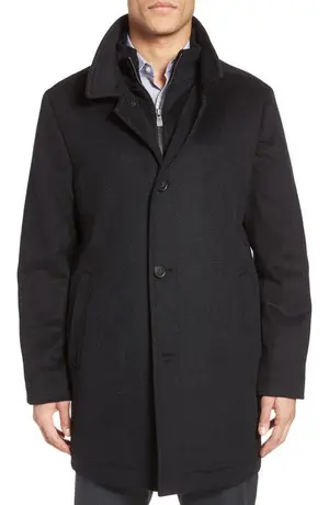 Hart Schaffner Marx Macbeth Car Coat With Bib - Black Heather