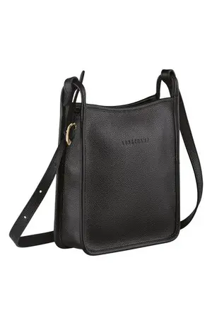 Longchamp Le Foulonné Leather Crossbody Bag - Black