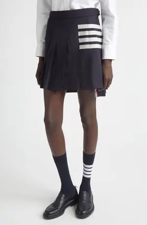 Thom Browne Thom Browne Drop Back Pleated Miniskirt Navy