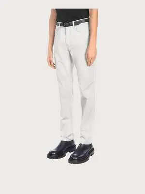 FERRAGAMO Five-Pocket Straight Leg Trousers White