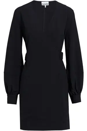 GANNI Crepe Mini Wrap Dress