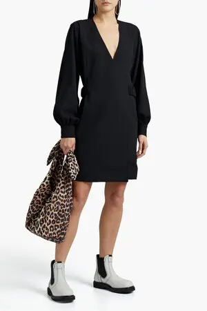 GANNI Crepe Mini Wrap Dress