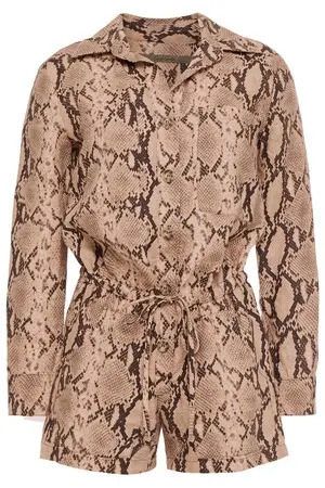 Enza Costa Snakeprint Linen Playsuit - Animal Print