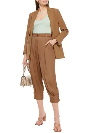 Emilio Pucci Cropped Pleated Crepe De Chine Tapered Trousers