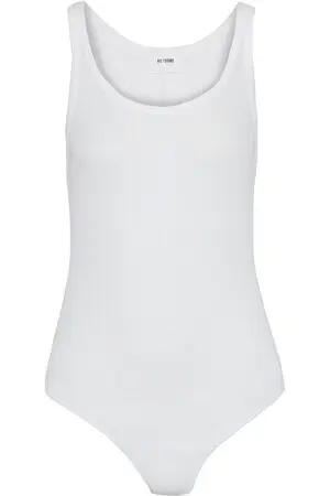 RE/DONE Ribbed Cotton Bodysuit - White
