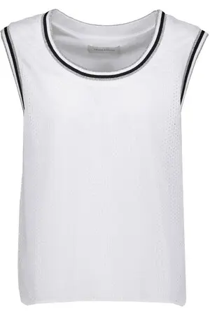 Balmain Logo Appliqué Mesh Tank - White
