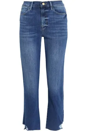 FRAME Le High Straight Cropped Jeans - Mid Denim