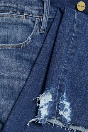 FRAME Le High Straight Cropped Jeans - Mid Denim