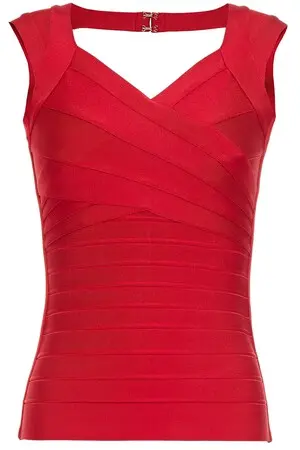 Herve Leger Hervé Léger Bandage Crossover Front Top - Red