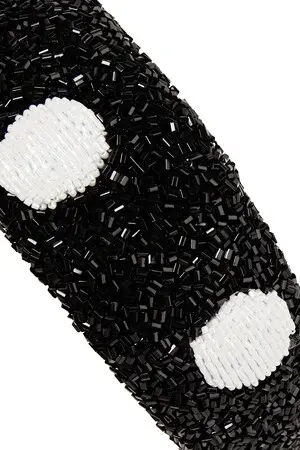 Ganni Elegant Black and Gold Beaded Hairband Ganni Beaded Twill Headband In Black - 50% Off | Editorialist main image 2