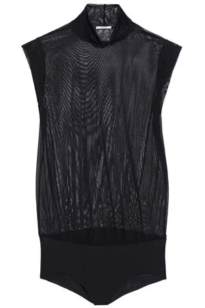 Wolford Stretchtulle And Jersey Turtleneck Bodysuit - Black