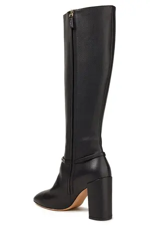 FERRAGAMO Tribu 85 Chain-trimmed Leather Knee Boots - Black