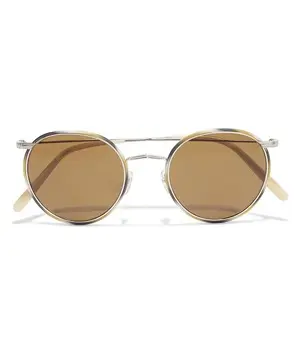 Oliver Spencer Oliver Peoples - Casson Round-frame Silver-tone And Marbled Acetate Sunglasses - Gray - OneSize - Mushroom
