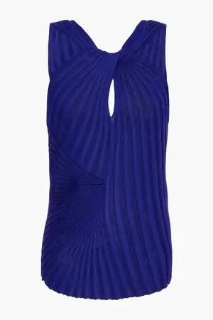 Roberto Cavalli Twist-Front Ribbed Knit Top - Indigo