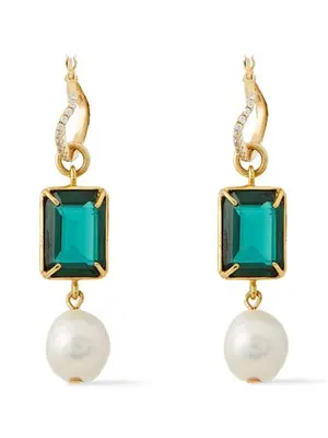 CORNELIA WEBB - Cornelia Webb Woman 24-karat Gold-plated Siamite Pearl And Quartz Earrings Gold Size --