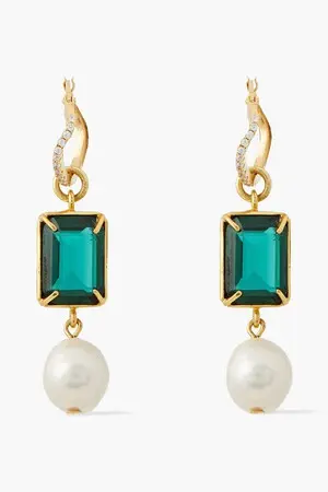 CORNELIA WEBB - Cornelia Webb Woman 24-karat Gold-plated Siamite Pearl And Quartz Earrings Gold Size --