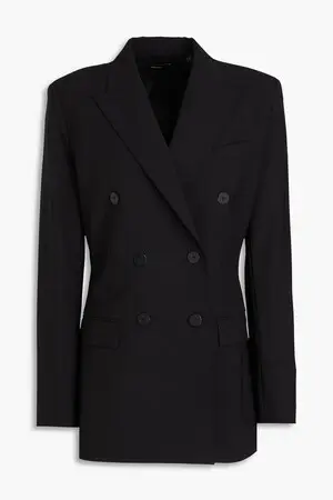 Theory Double-breasted Wool-blend Blazer - Black