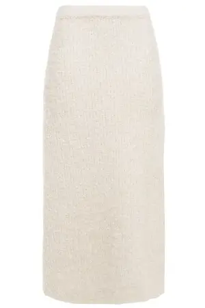 TOTEME Nevis Bouclé Knit Midi Skirt - Ivory