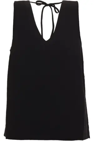 GANNI Tieback Crepe Top - Black