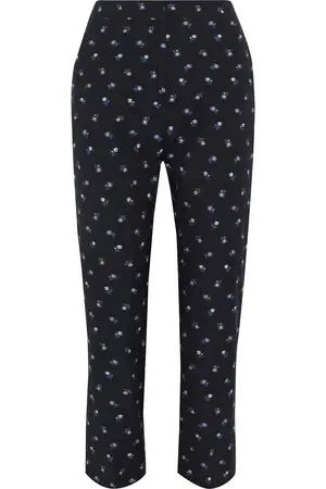Erdem Gianna Cropped Cottonjacquard Straightleg Pants - Black