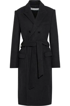IRO PARIS Is Doublebreasted Belted Woolblend Felt Coat - Charcoal