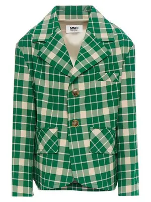 MAISON MARGIELA MM6 Maison Margiela - Checked Crepe Blazer - Neutral - IT 36 - Green
