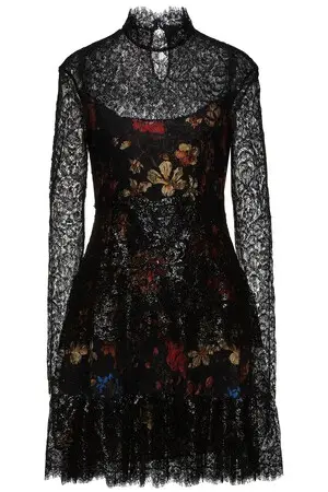 Etro Paneled Metallic Corded Lace Dress - Black
