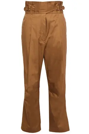 Zimmermann Ladybeetle Cropped Cottontwill Straightleg Pants - Camel