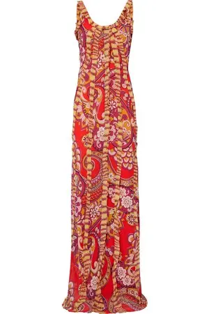 ETRO Openback Ruffletrimmed Printed Silkgeorgette Gown