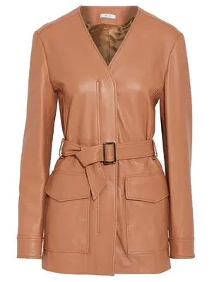 iris & ink - Iris & Ink Woman Brigitte Belted Leather Jacket Camel Size 6