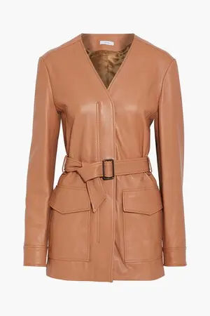 iris & ink - Iris & Ink Woman Brigitte Belted Leather Jacket Camel Size 6