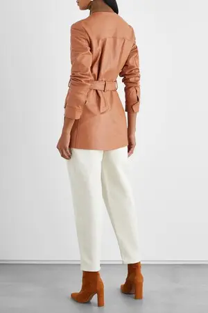 iris & ink - Iris & Ink Woman Brigitte Belted Leather Jacket Camel Size 6