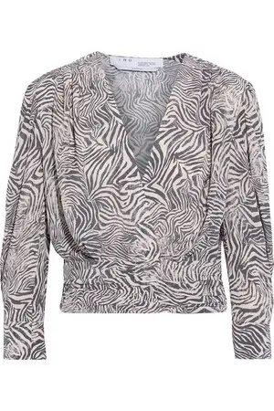 IRO PARIS Ferraz Cropped Zebra-print Crepe De Chine Blouse - Pastel Pink